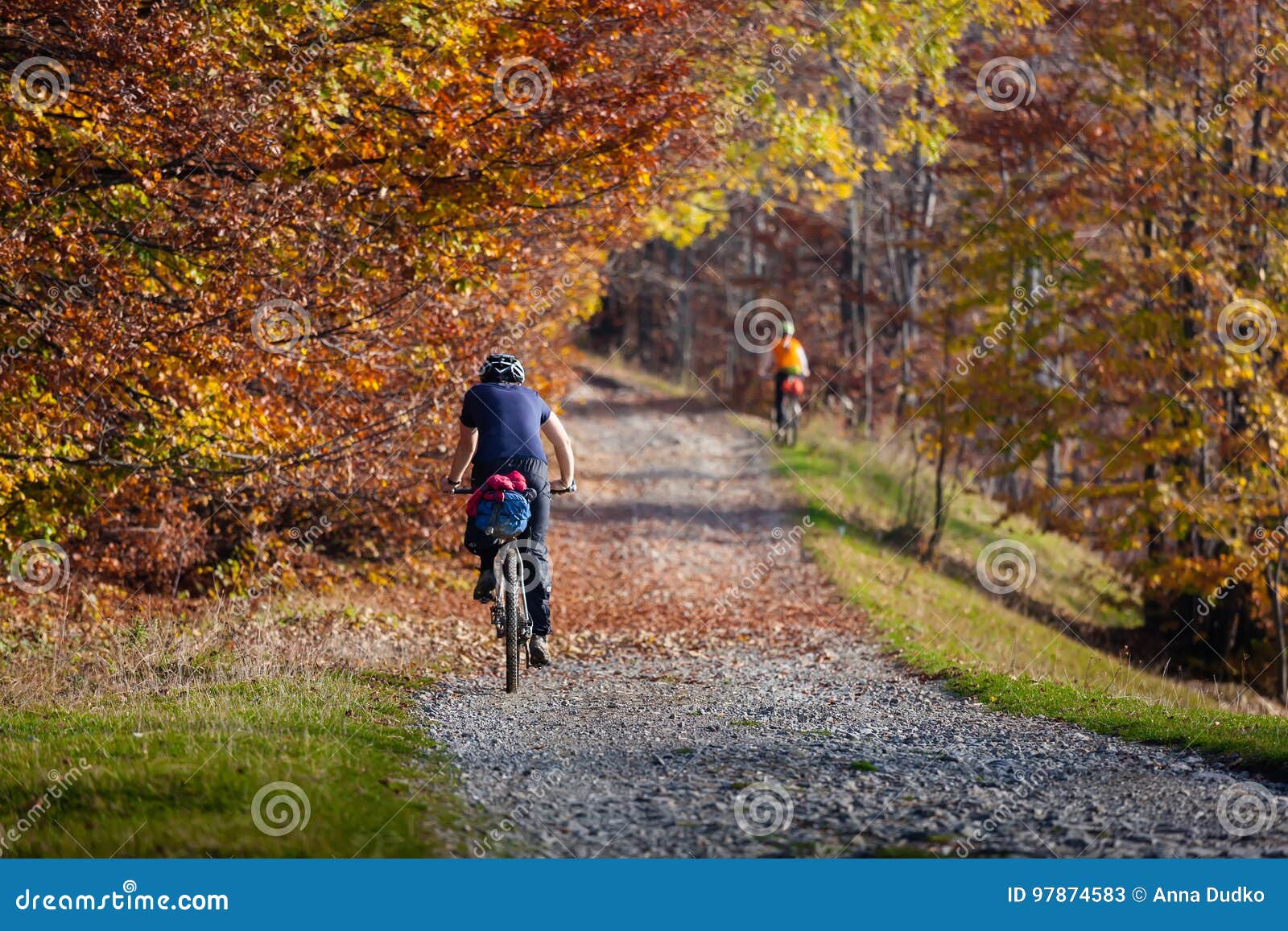 Biker Riding in Autumn Mountains Stock Image - Image of road, girl ...