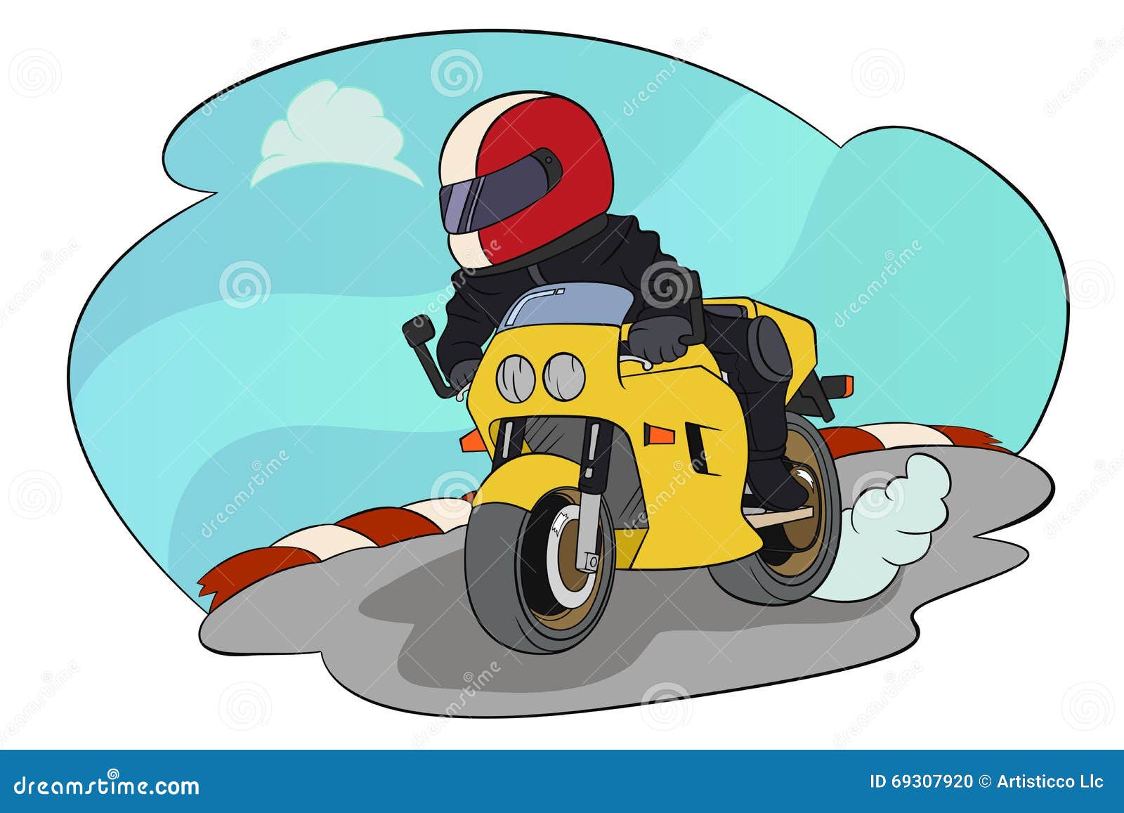 Biker Riding on His Motorbike Stock Vector - Illustration of rider ...