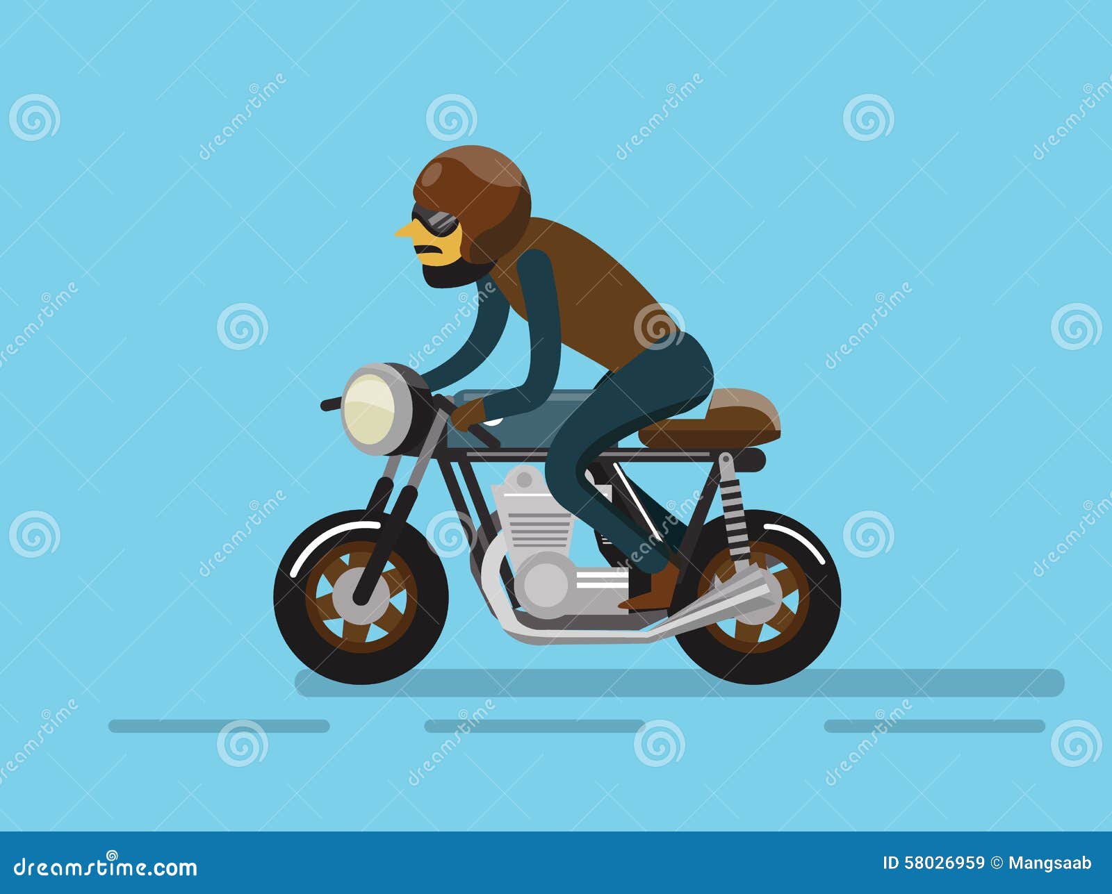 Biker Riding Motorcycle. Flat Character Design Stock Vector ...