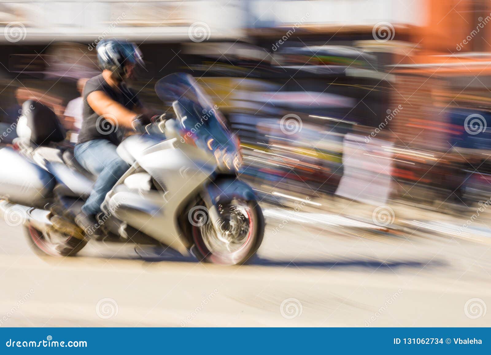 Biker Riding Motorcycle at Sunny Day Stock Photo - Image of adult ...