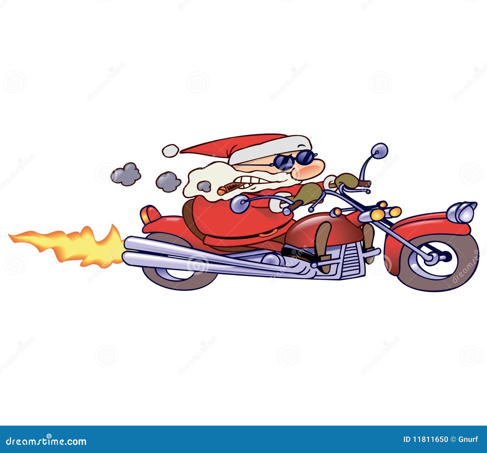 Biker Santa stock vector. Illustration of flames, fire - 11811650