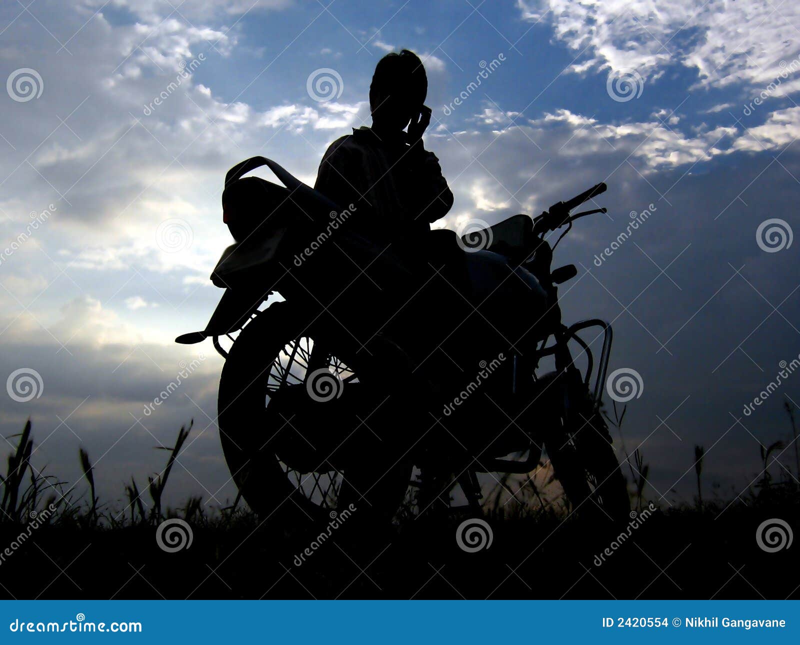 Biker Silhouette stock photo. Image of backgrounds, evening - 2420554