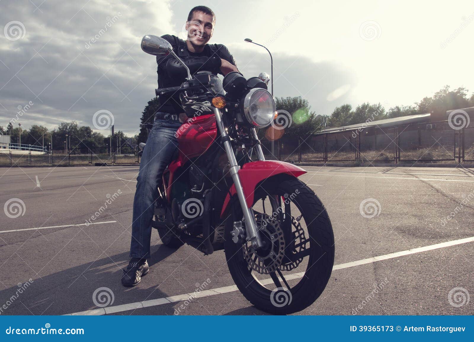 Biker Sitting on Sporty Motorcycle Stock Image - Image of adventure ...