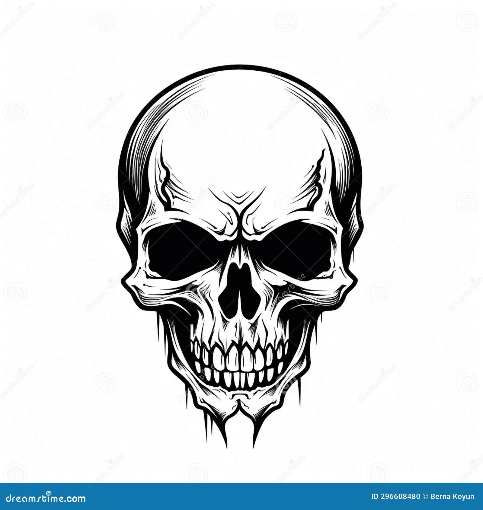 Biker Skull Tattoo Design stock illustration. Illustration of brutal ...