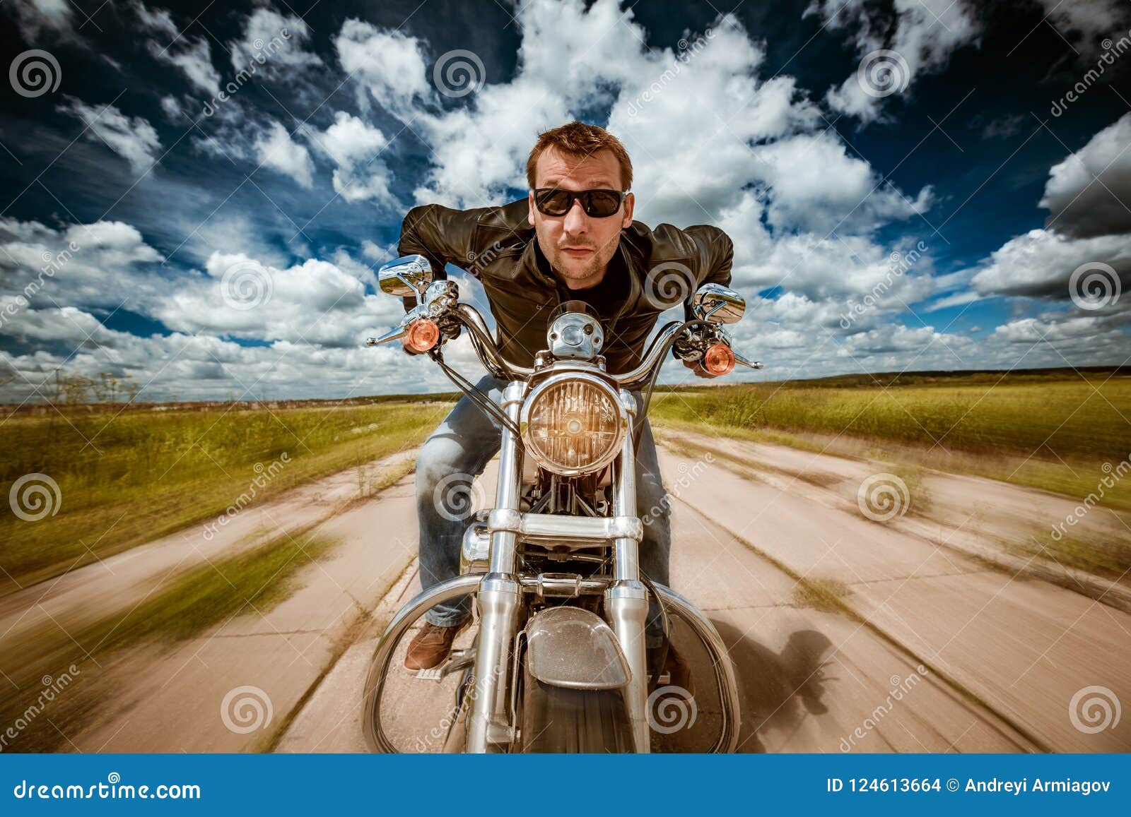 Biker racing on the road stock photo. Image of motorcyclist - 124613664