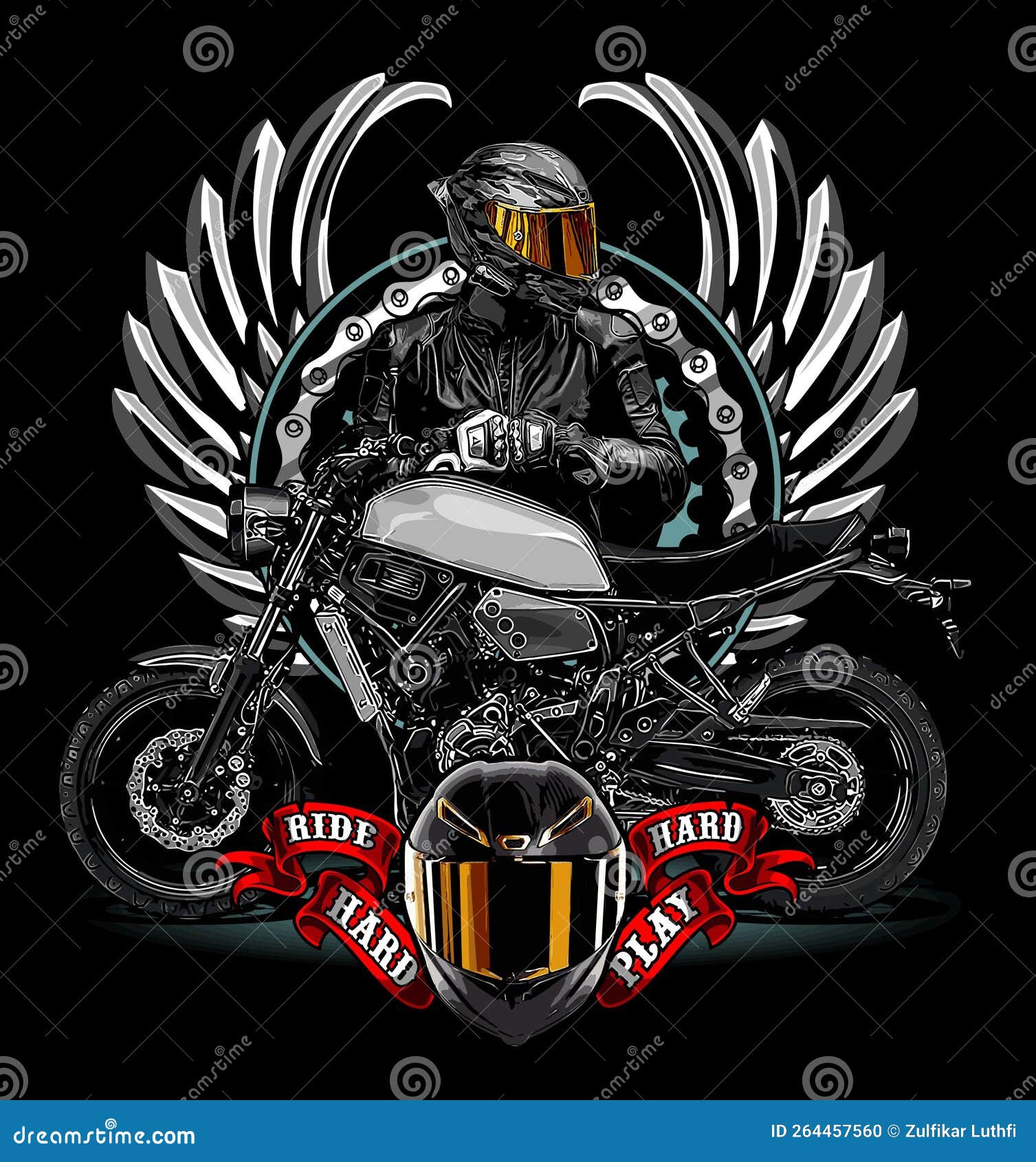 Biker for graphic design stock vector. Illustration of comics - 264457560