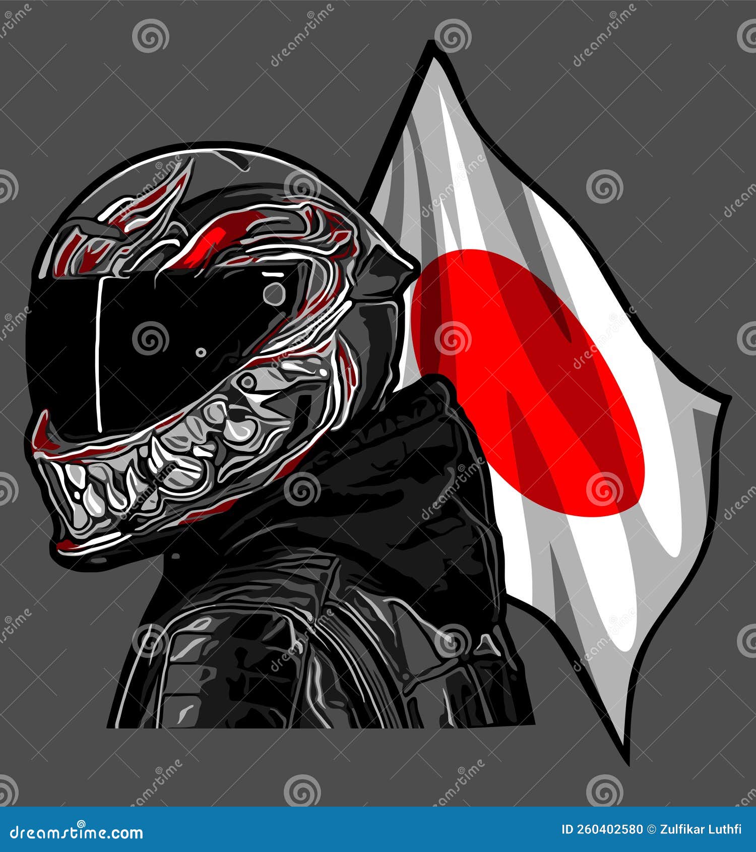 Bikers Wearing Helmets with Flags Stock Vector - Illustration of organ ...