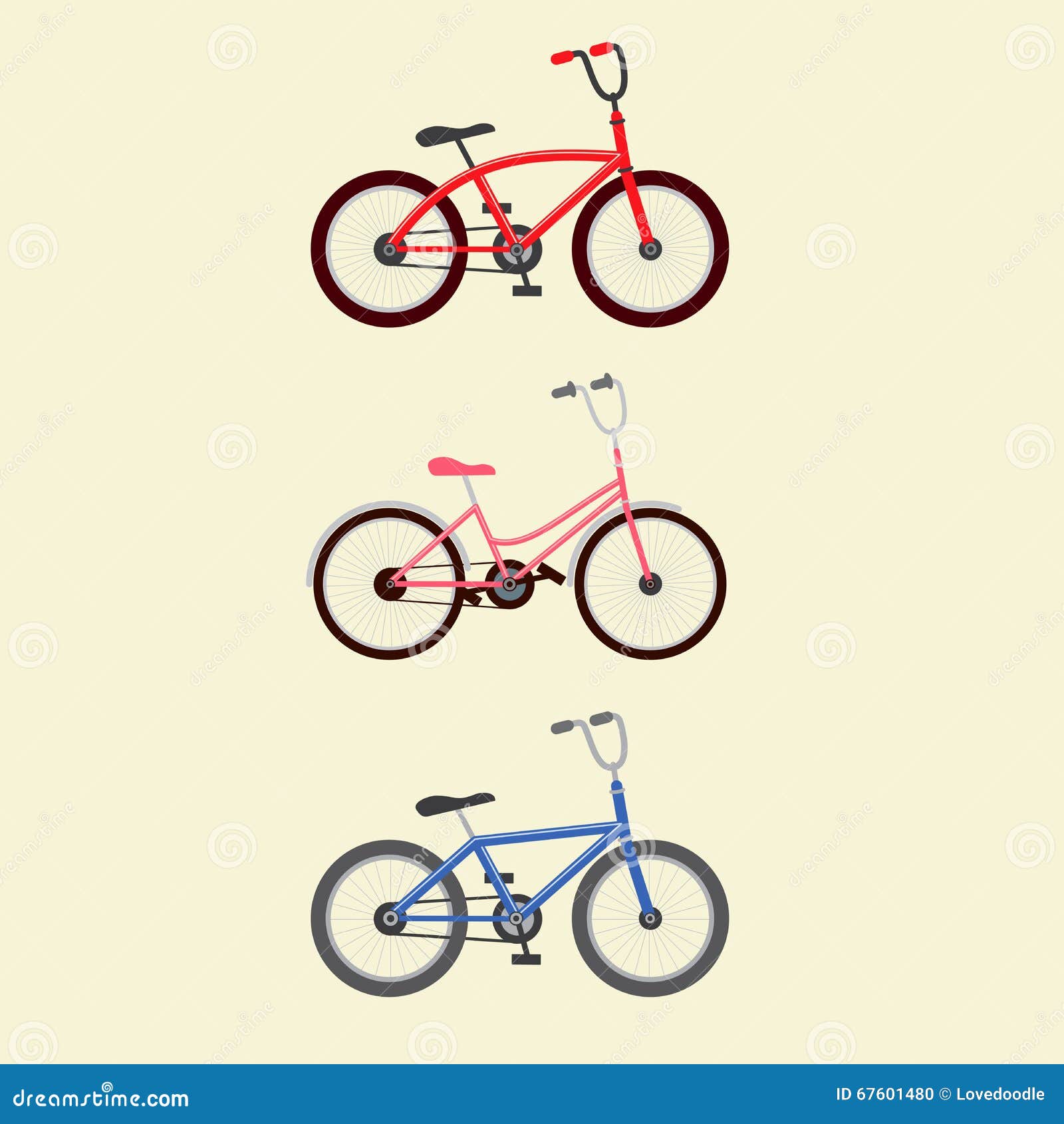 3 bikes illustration stock photo. Illustration of lifestyle - 67601480