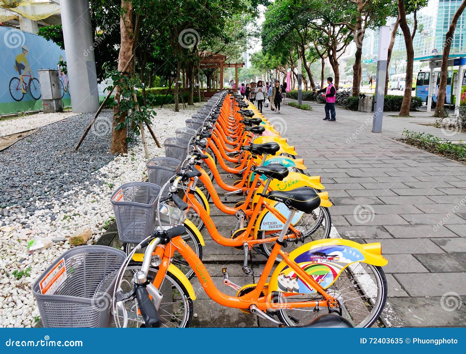 Bikes for Rent at the Park in Taipei, Taiwan Editorial Image - Image of ...