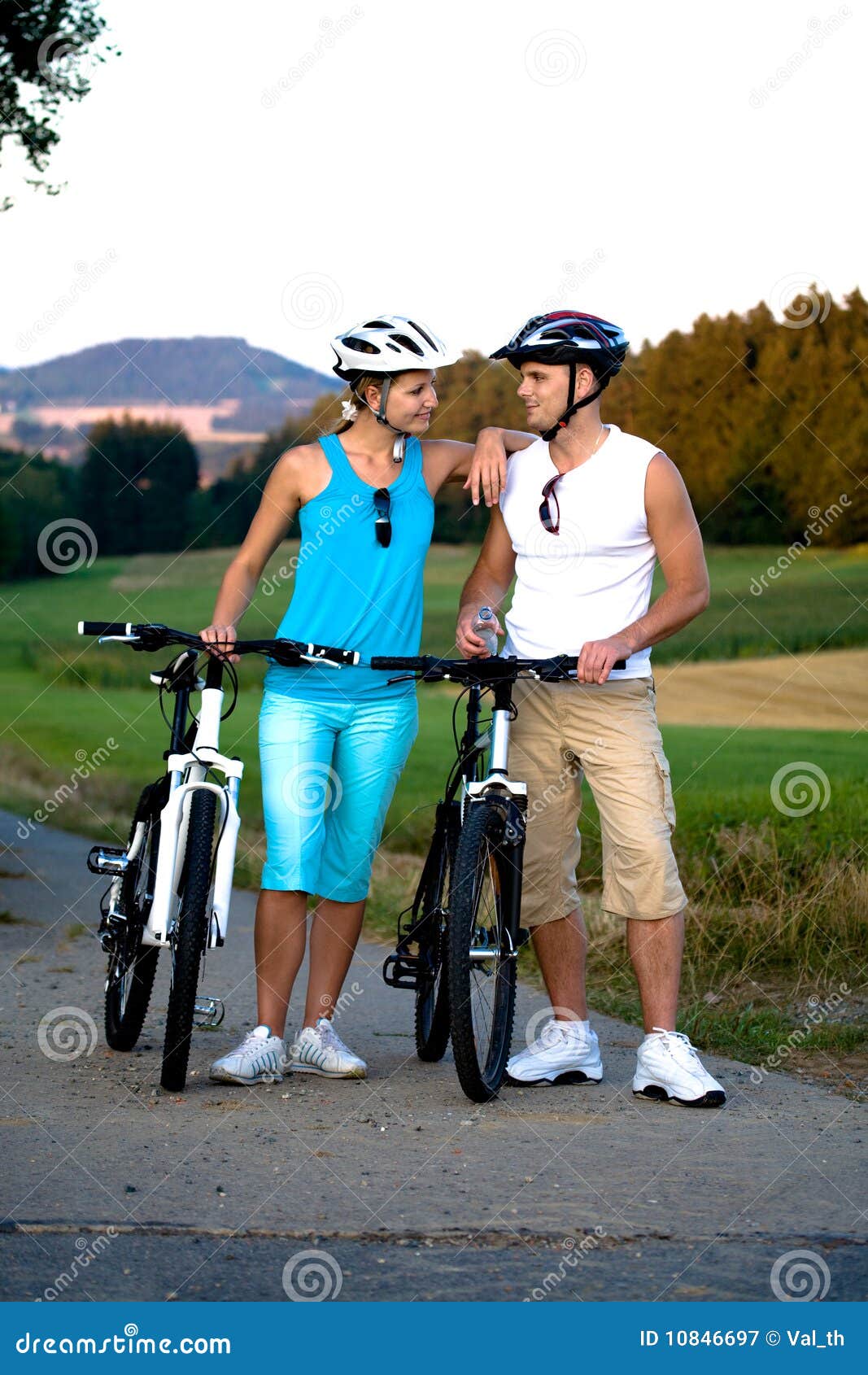 Biking couple stock image. Image of couple, leisure, healthy - 10846697