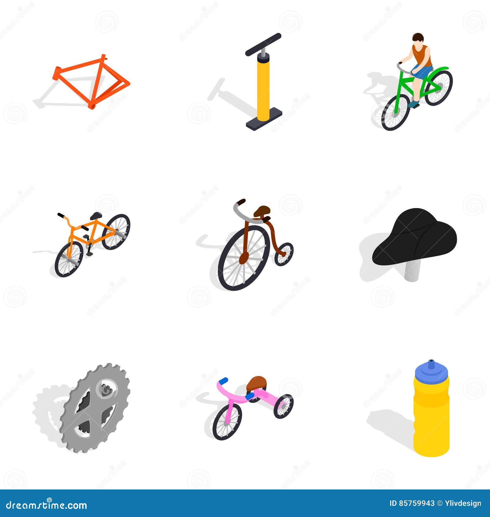 Biking Icons Set, Isometric 3d Style Stock Vector - Illustration of ...