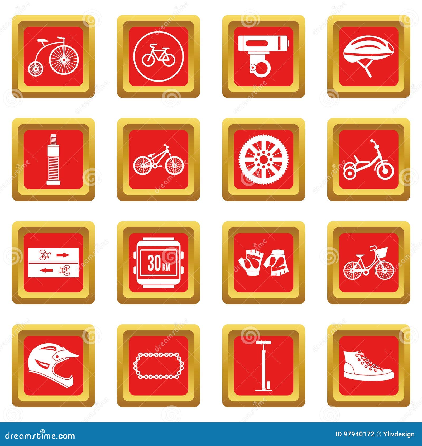 Biking icons set red stock vector. Illustration of shirt - 97940172