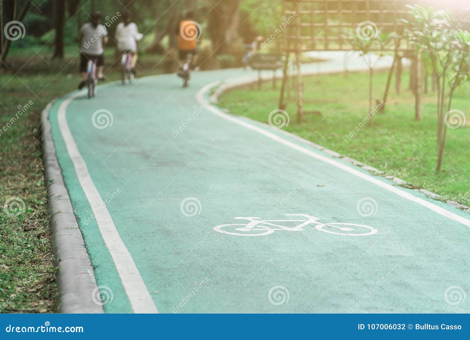 Biking Path in the Park with Sunset Editorial Photography - Image of ...