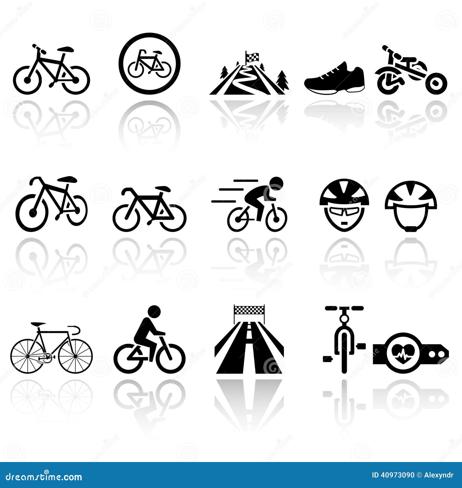 Biking Vector Icons Set . EPS10. Stock Vector - Illustration of bicycle ...