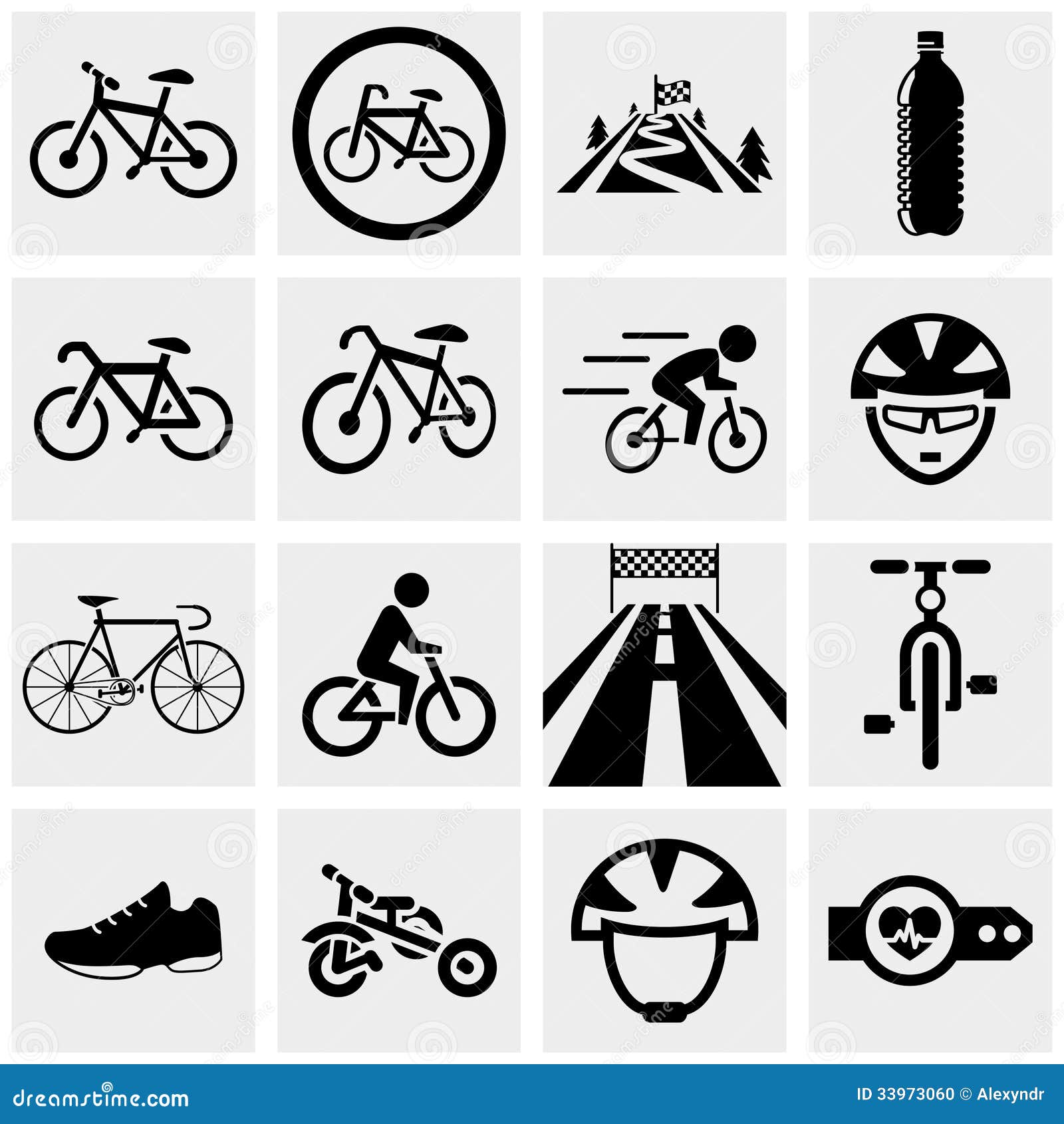 Biking Vector Icons Set On Gray. | CartoonDealer.com #33973060