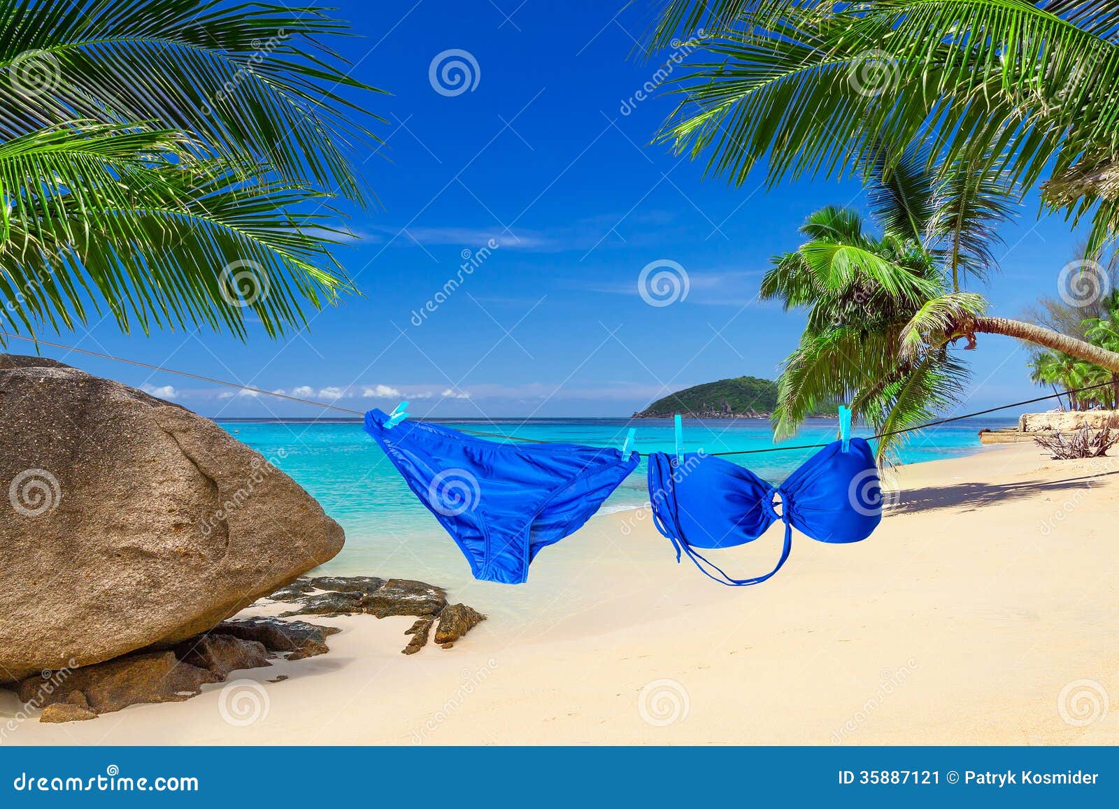 Bikini Hanging at the Tropical Beach Stock Image - Image of exotic ...
