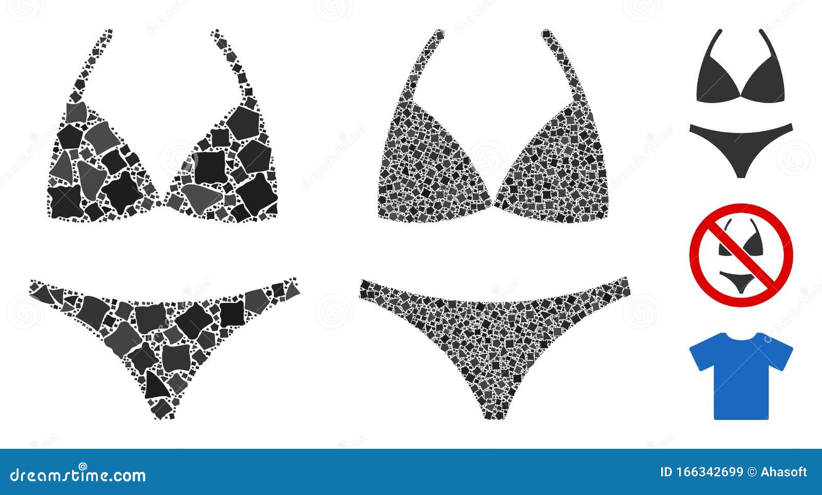 Bikini Mosaic Icon of Unequal Items Stock Vector - Illustration of ...
