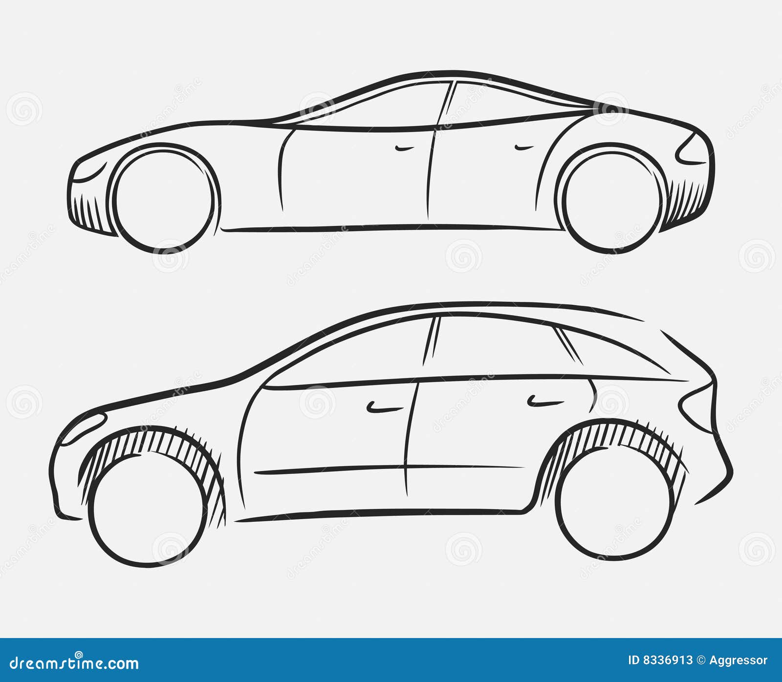 Bilar tecknad hand vektor illustrationer. Illustration av elegantt ...