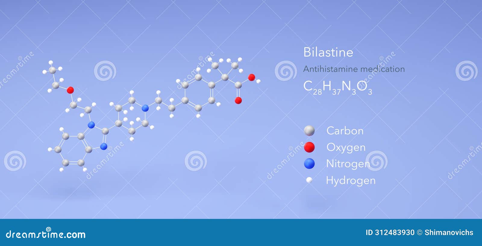 Bilastine Molecule, Molecular Structures, Antihistamine Medication, 3d ...