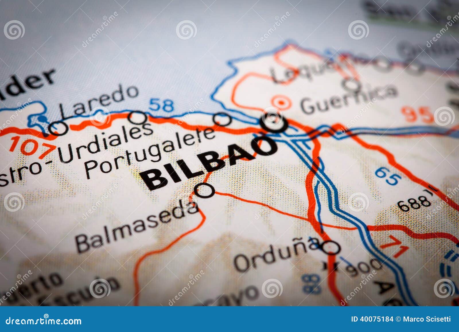 Bilbao on a road map stock photo. Image of tourism, terrain - 40075184