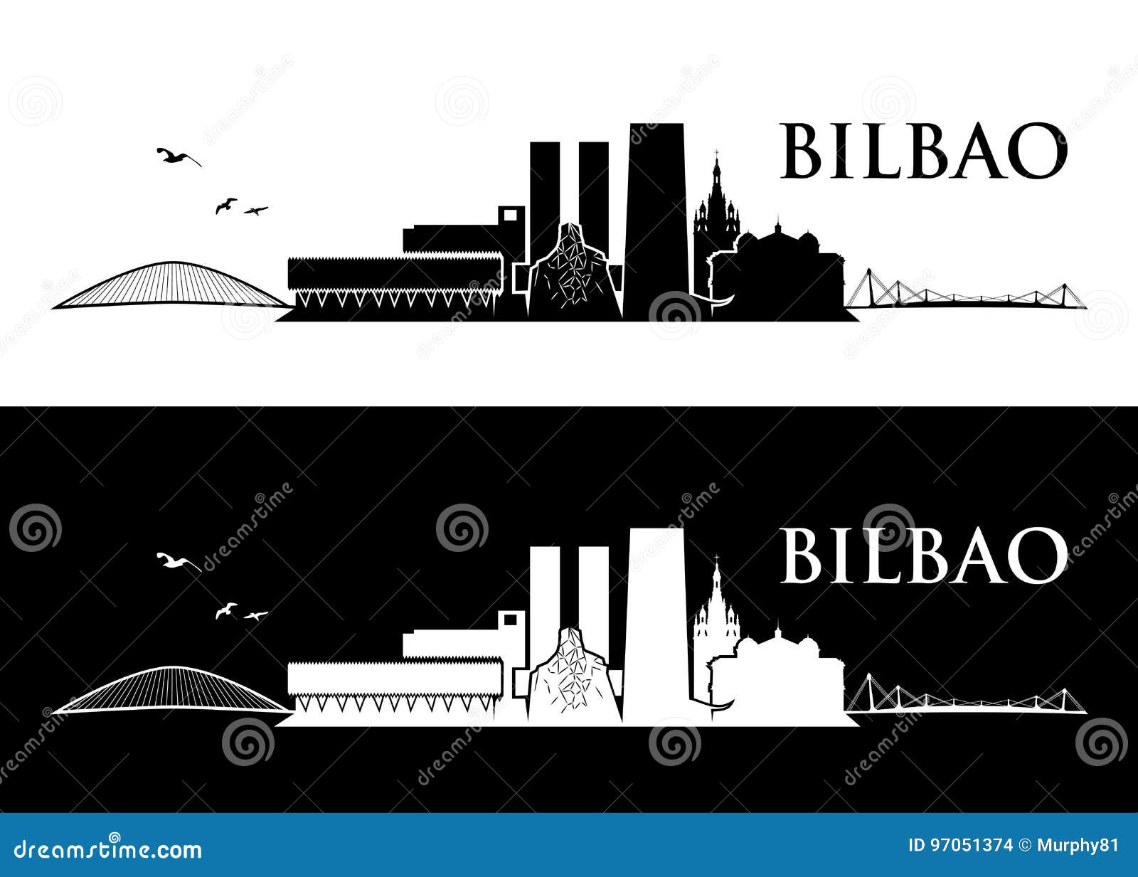 Bilbao-Skyline - Spanien - Vektorillustration Vektor Abbildung ...