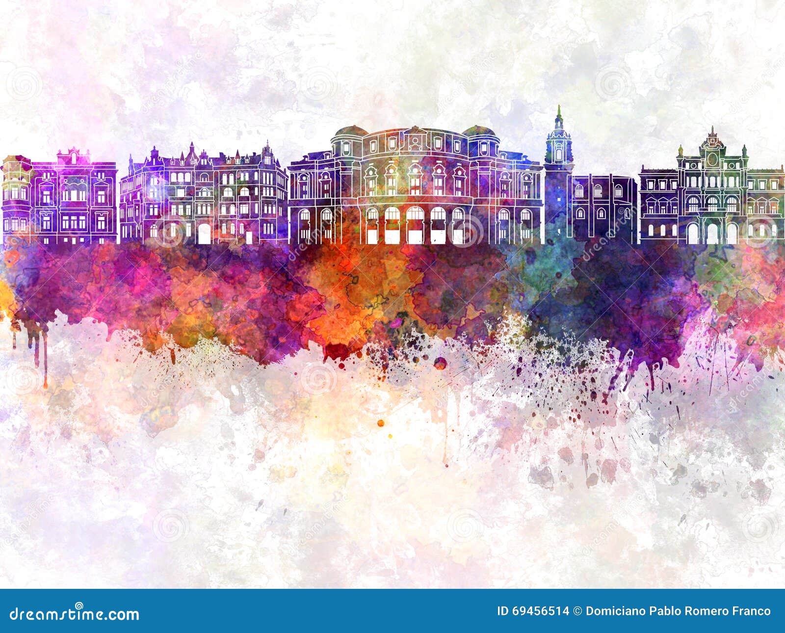 Bilbao Skyline in Watercolor Stock Illustration - Illustration of ...