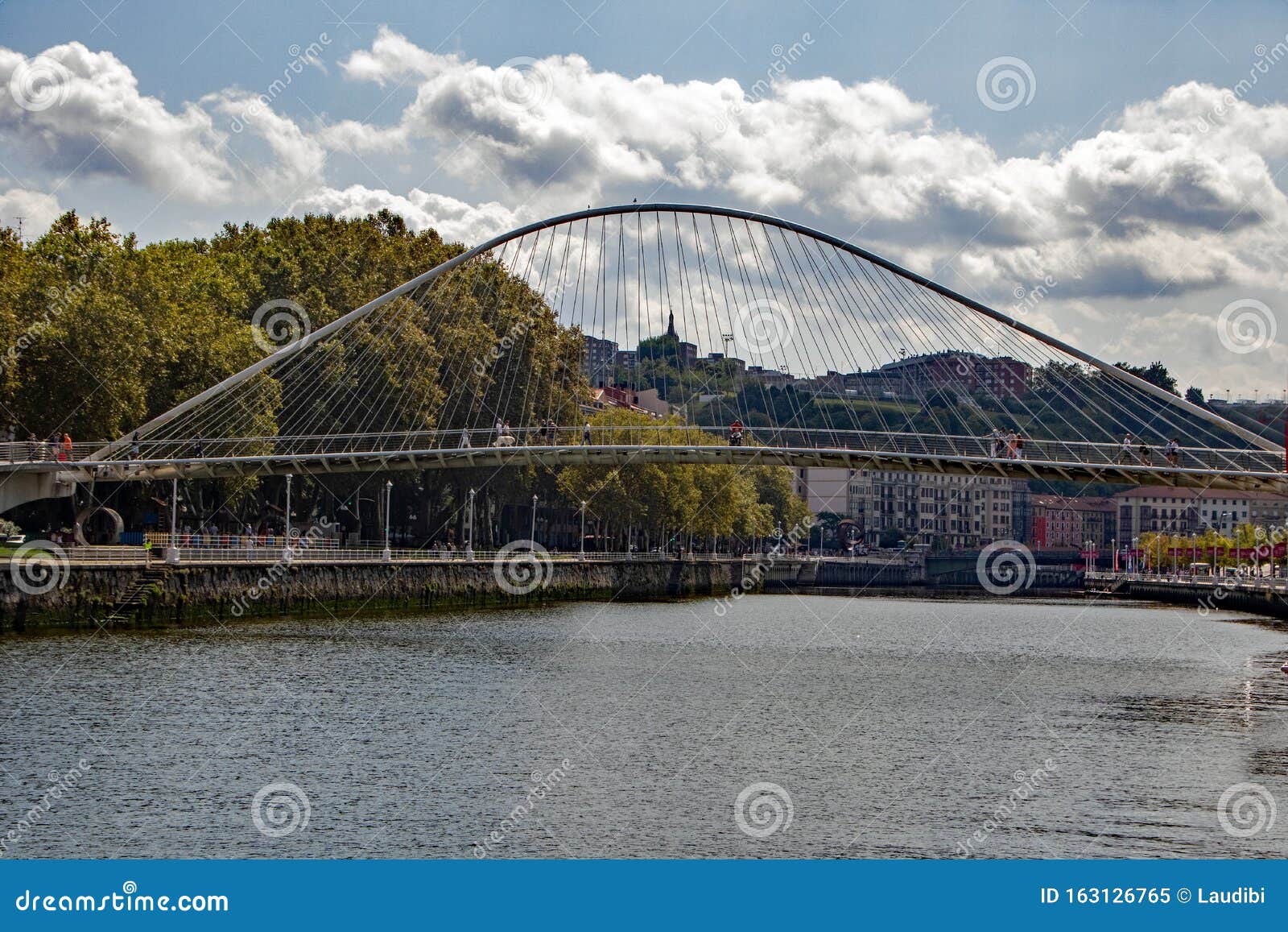 Bridge Over River at Bilbao Editorial Image - Image of river, people ...
