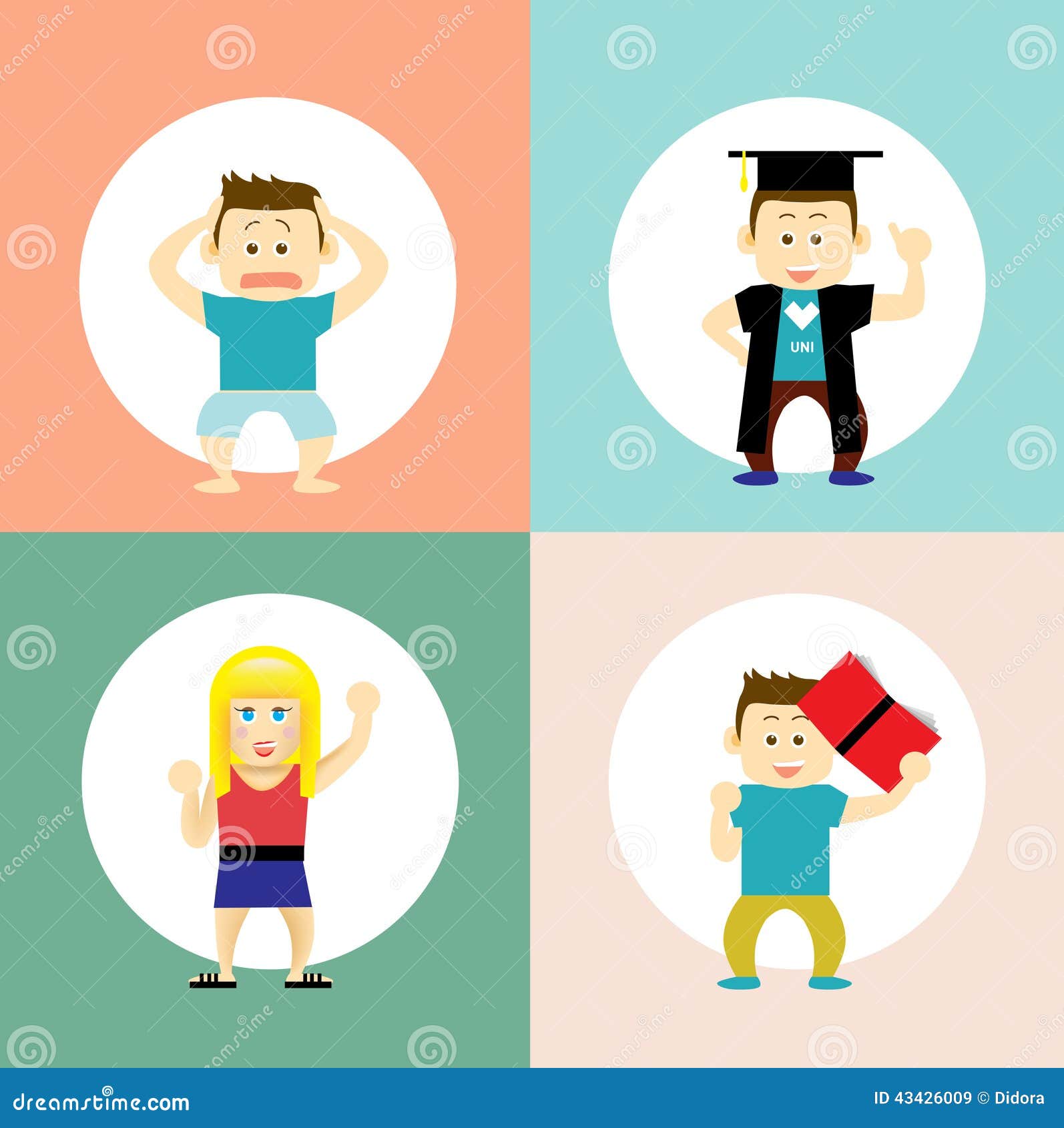 Bildande Symboler; Olika Studenttecken Stock Illustrationer ...