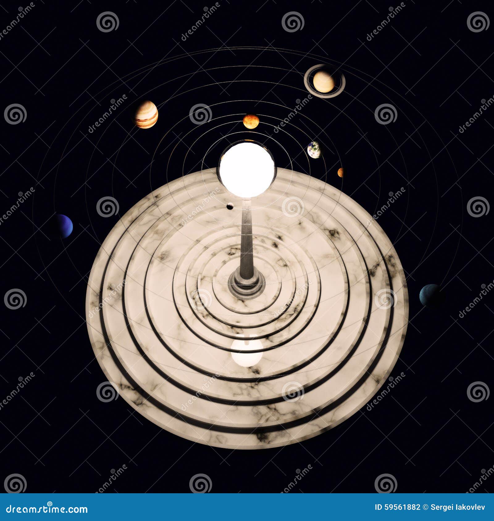 Bilden Av En Modell Av Solsystemet Stock Illustrationer - Illustration ...