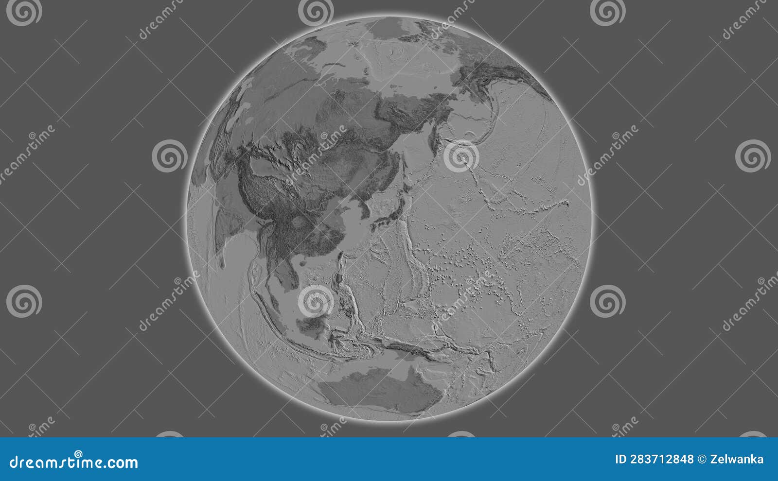 Globe Centered on Japan. Bilevel Map Stock Illustration - Illustration ...