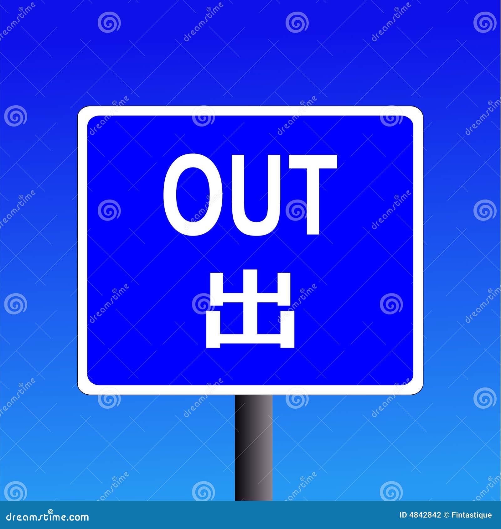 Bilingual blue out sign stock illustration. Illustration of direction ...