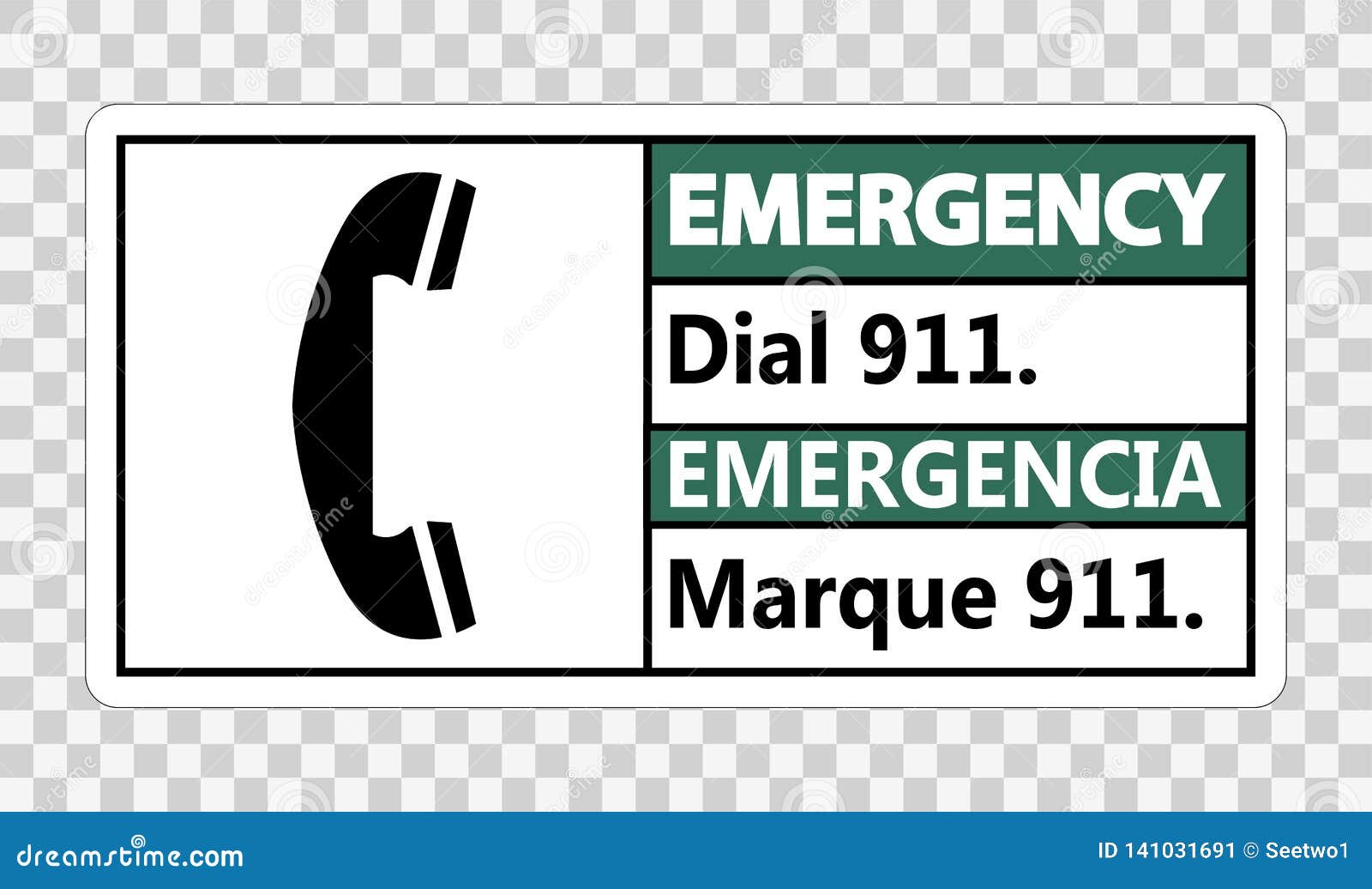 Symbol Bilingual Emergency Dial 911 Sign on Transparent Background ...