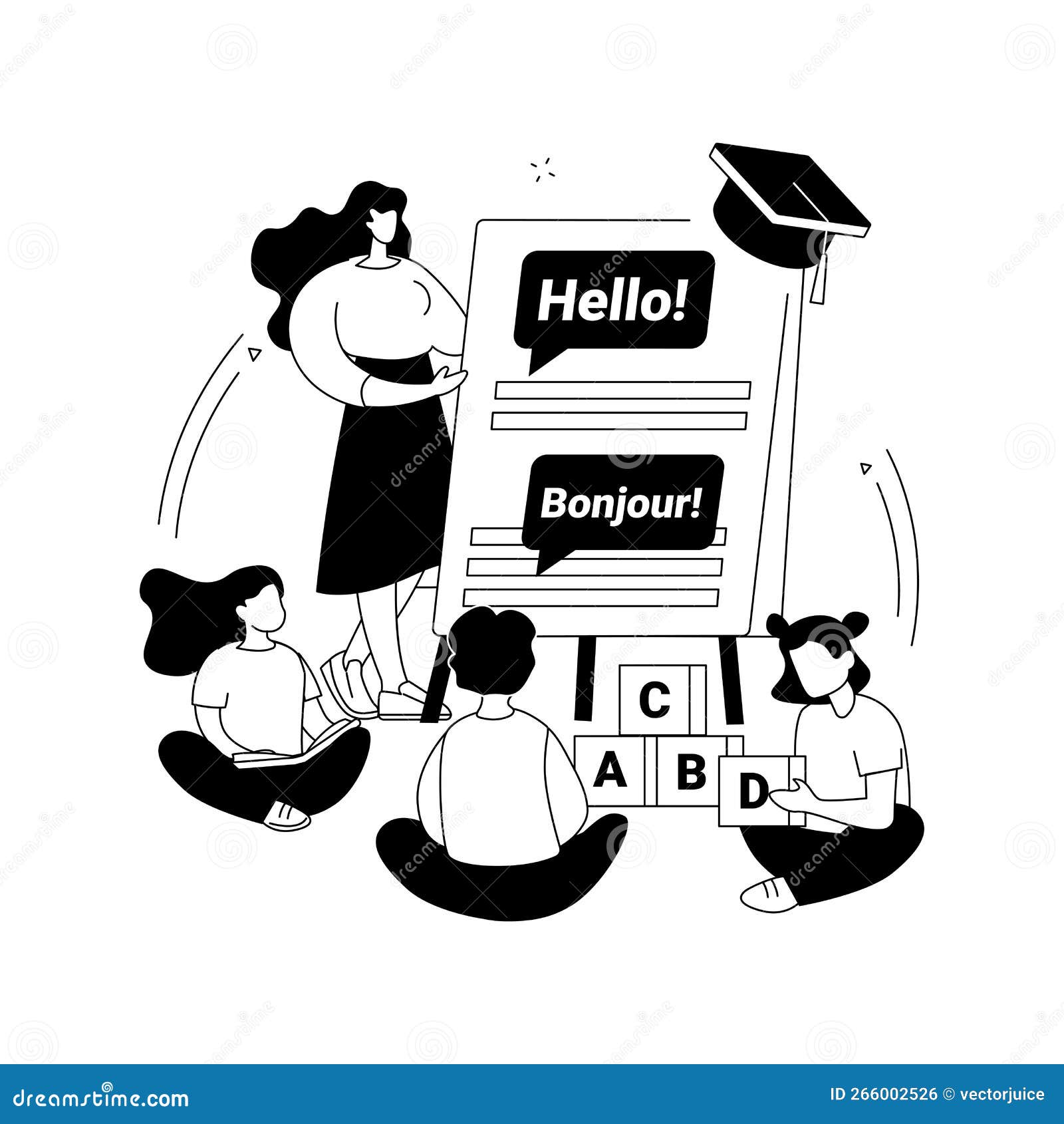Bilingual Immersion Program In Daycare Isolated Cartoon Vector ...
