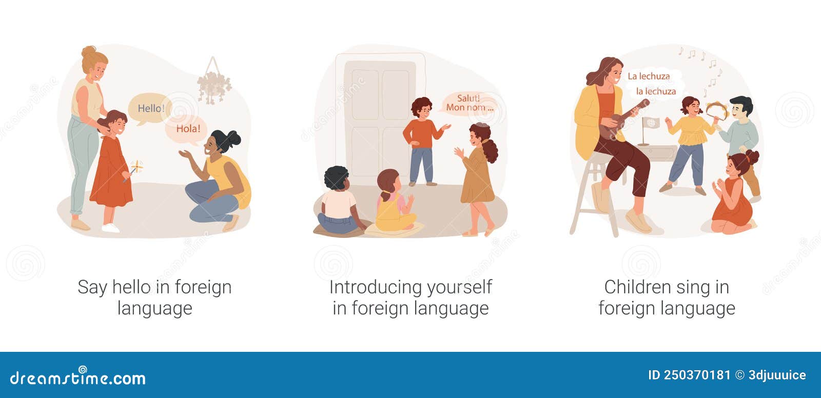 Bilingual Immersion Program In Daycare Isolated Cartoon Vector ...