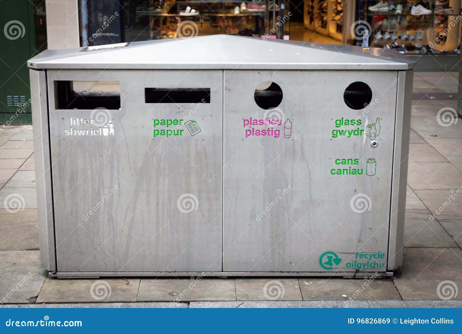 Bilingual recycling bin stock image. Image of container - 96826869
