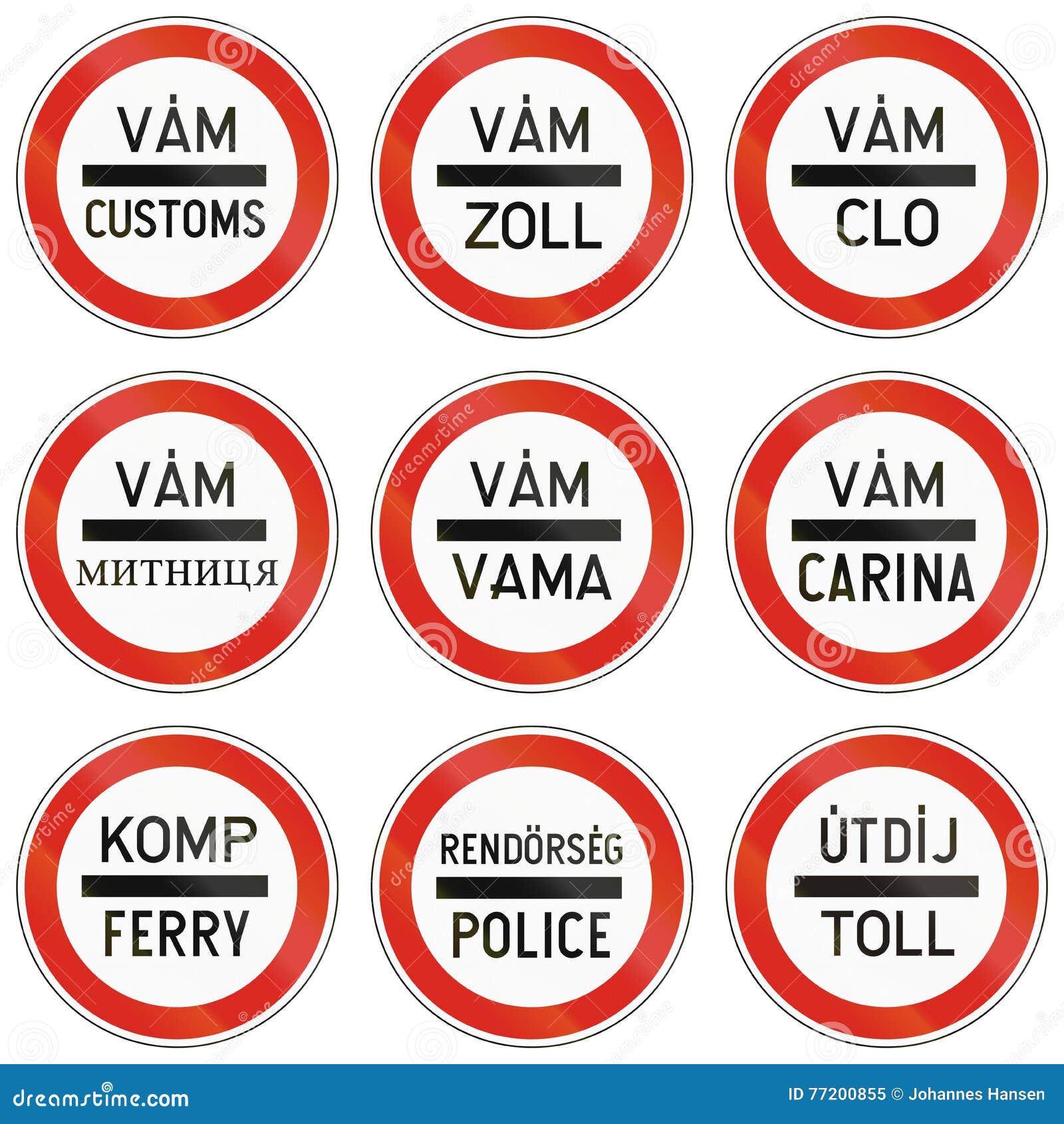 Bilingual Road Signs Used in Hungary Stock Illustration - Illustration ...