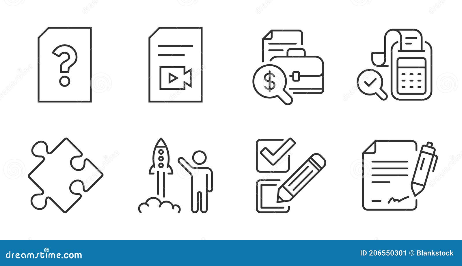 Bill Accounting, Checkbox and Video File Icons Set. Unknown File ...