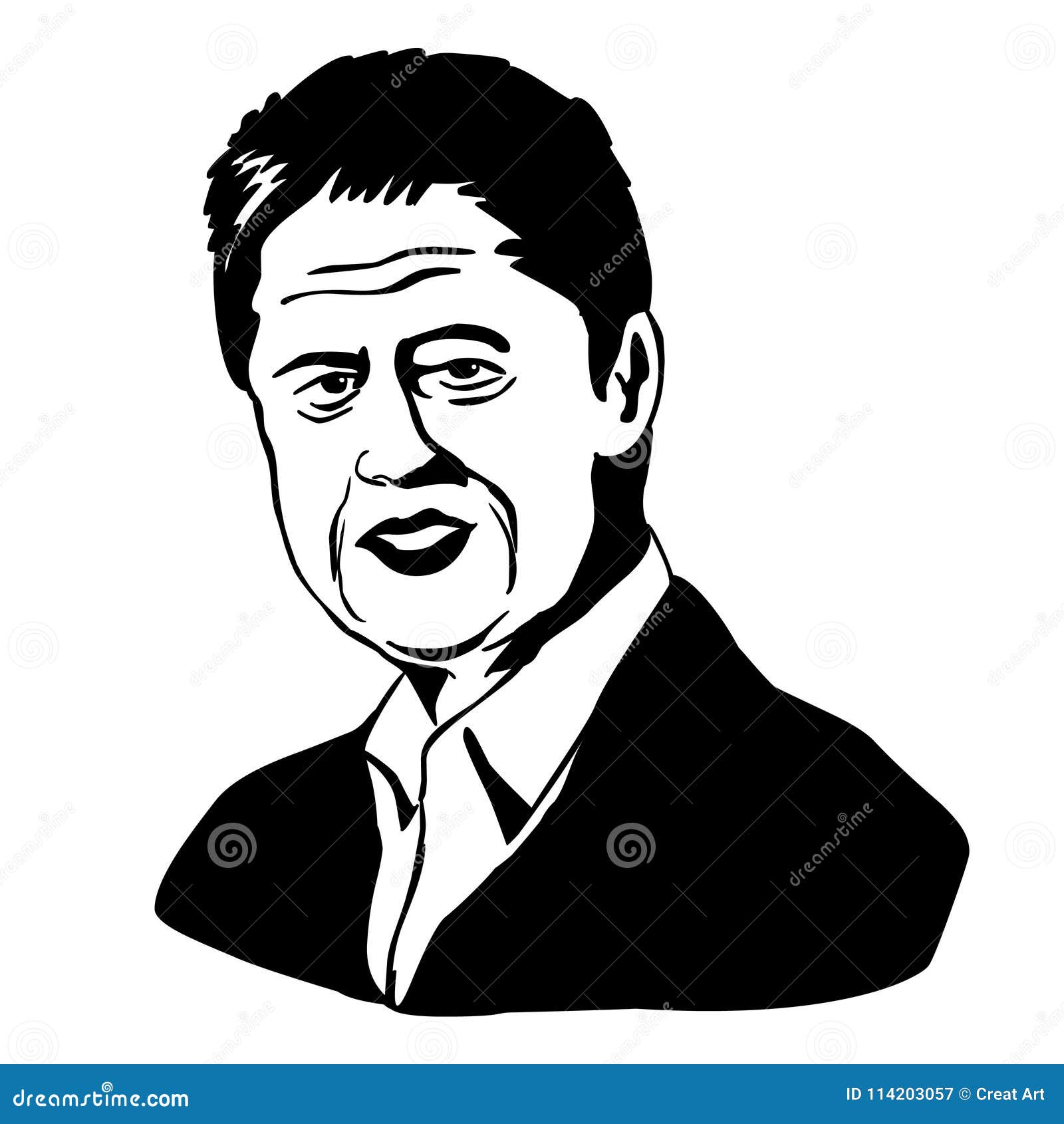 Bill Clinton.Vector Illustration.Black And White Drawing ...