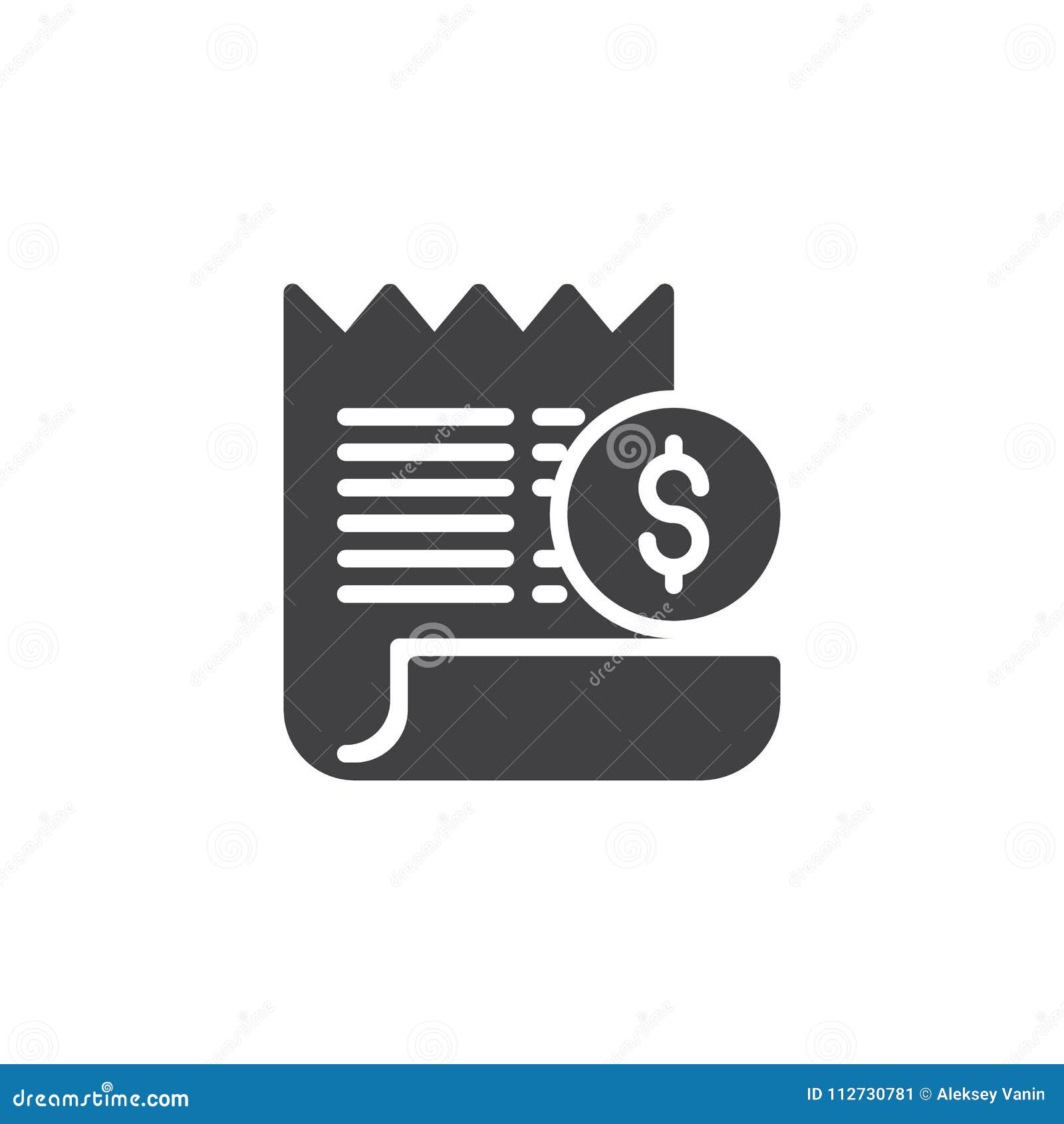 Bill with Dollar Coin Vector Icon Stock Vector - Illustration of bill ...