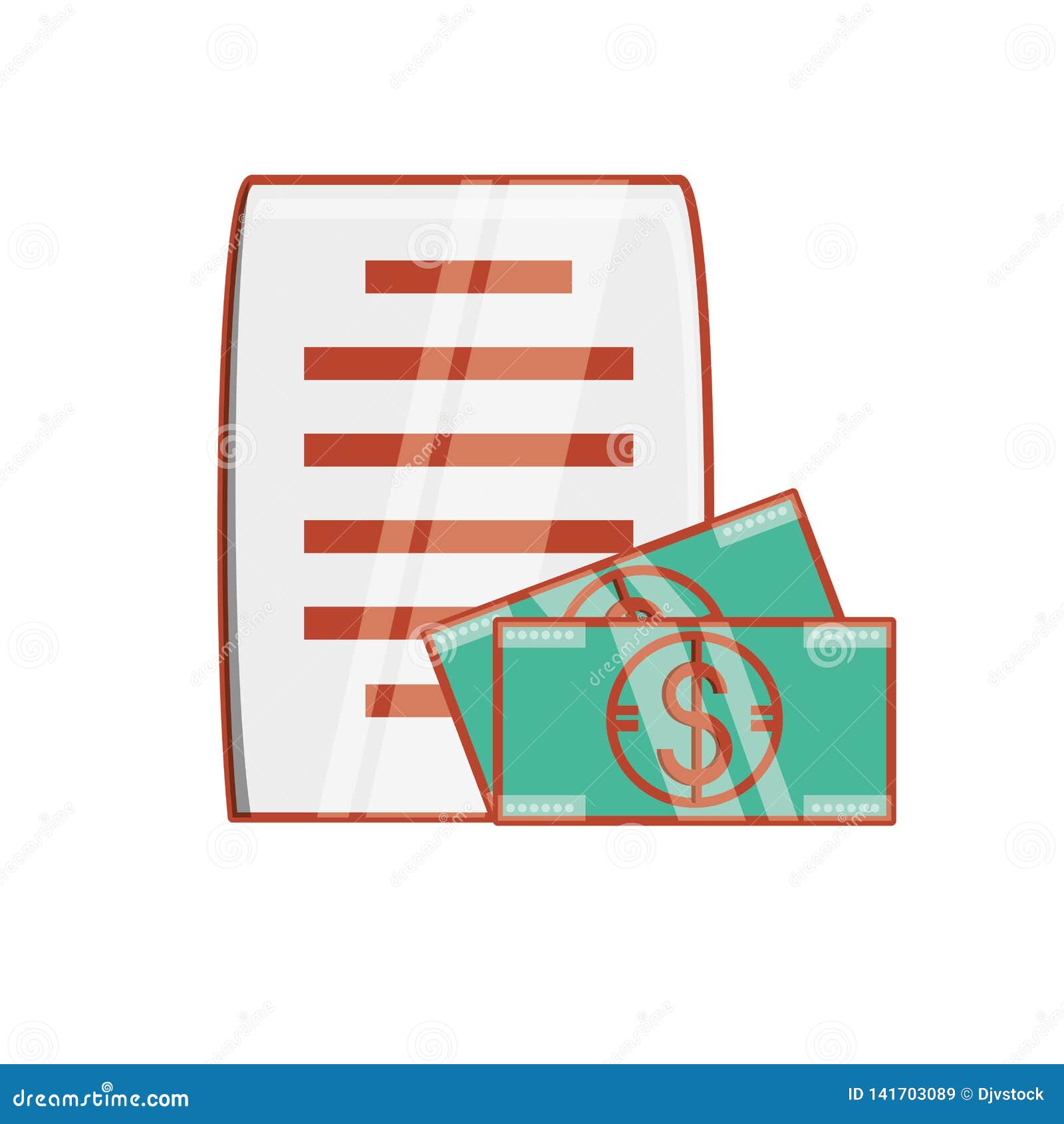 Bill Dollar Money with Document Paper Stock Vector - Illustration of ...