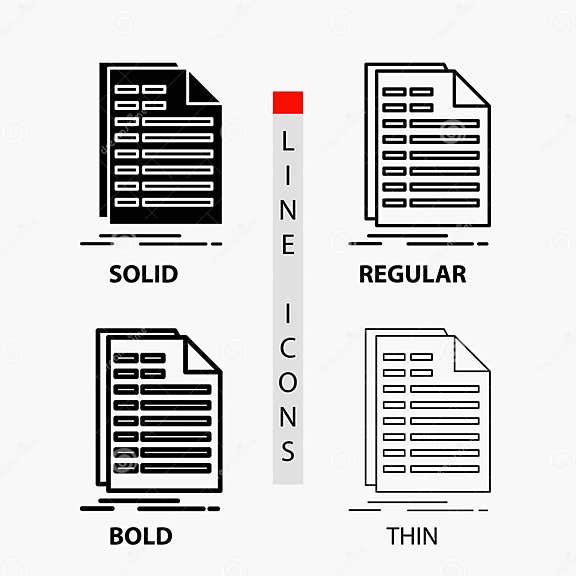 Bill, Excel, File, Invoice, Statement Icon in Thin, Regular, Bold Line ...