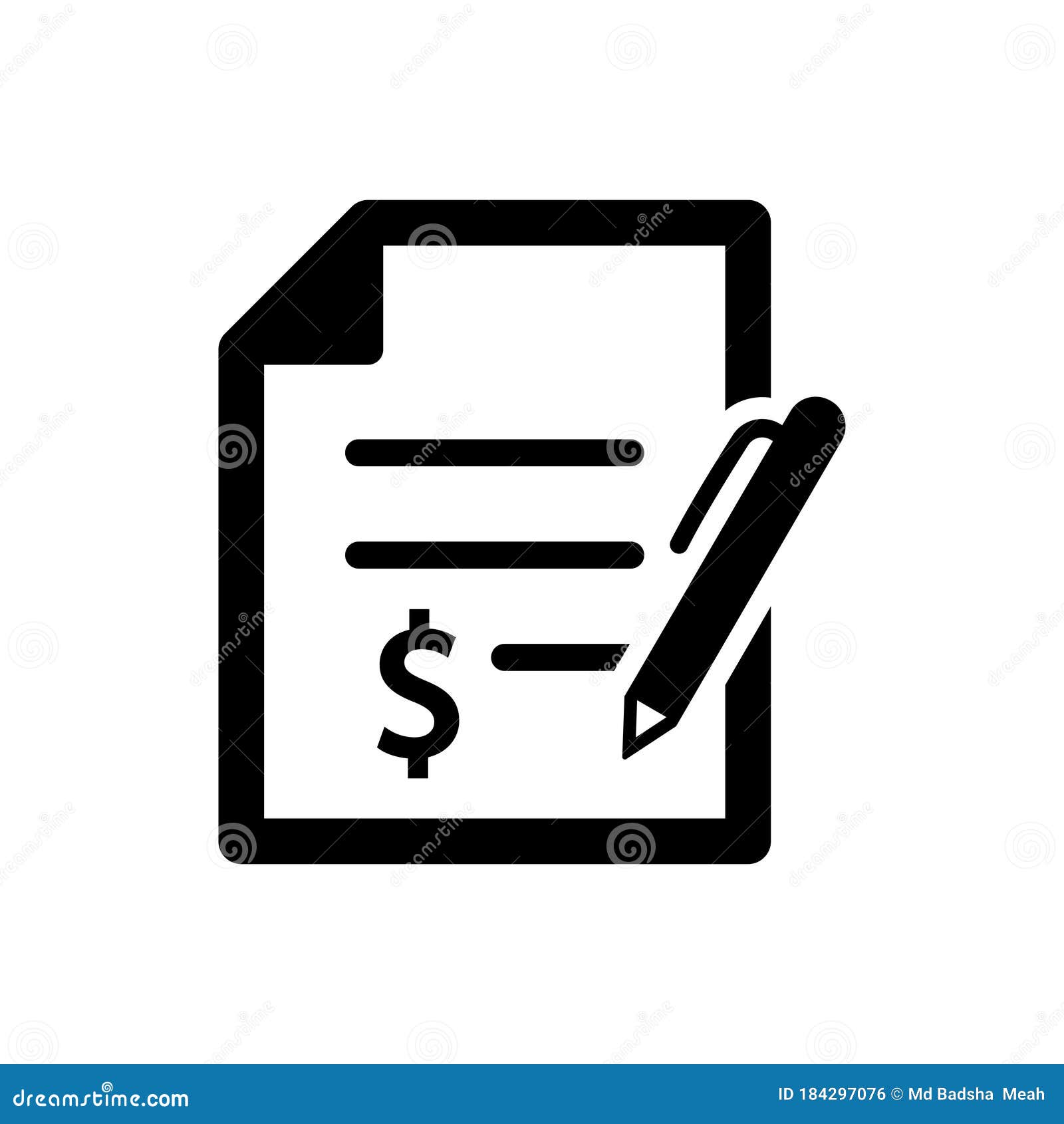 Bill icon stock vector. Illustration of sign, bill, icon - 184297076