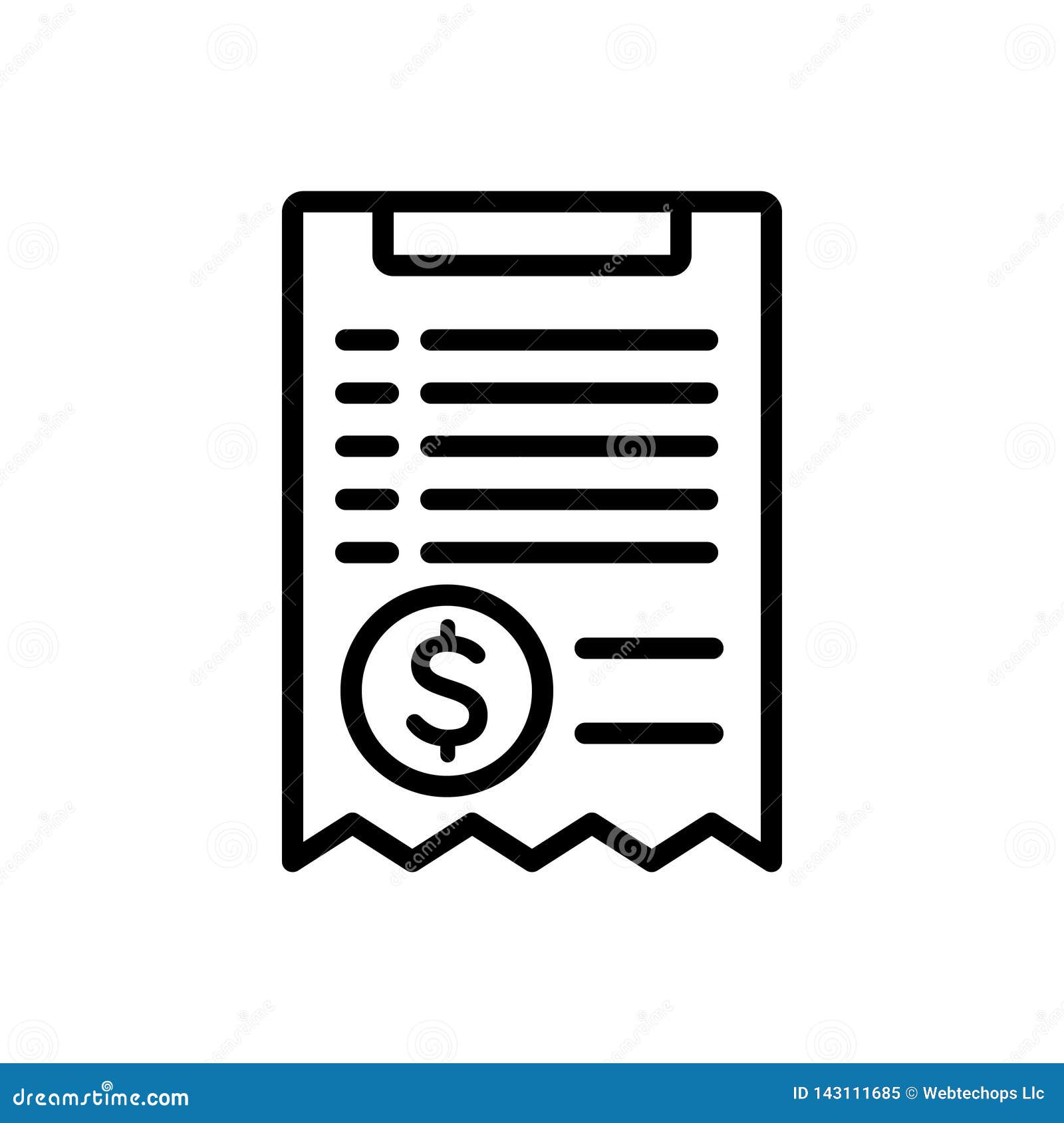 Black Line Icon for Bill, Paper and Receipt Stock Vector - Illustration ...