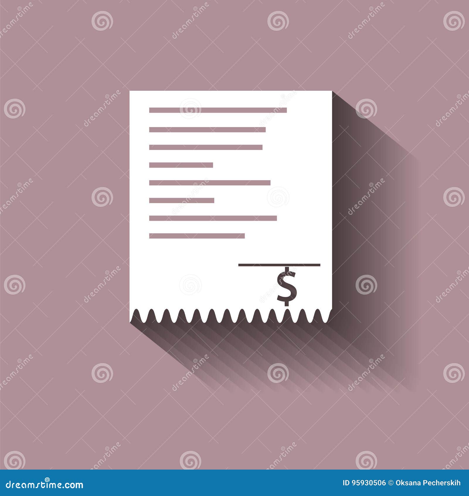 Bill icon with shadow stock vector. Illustration of document - 95930506
