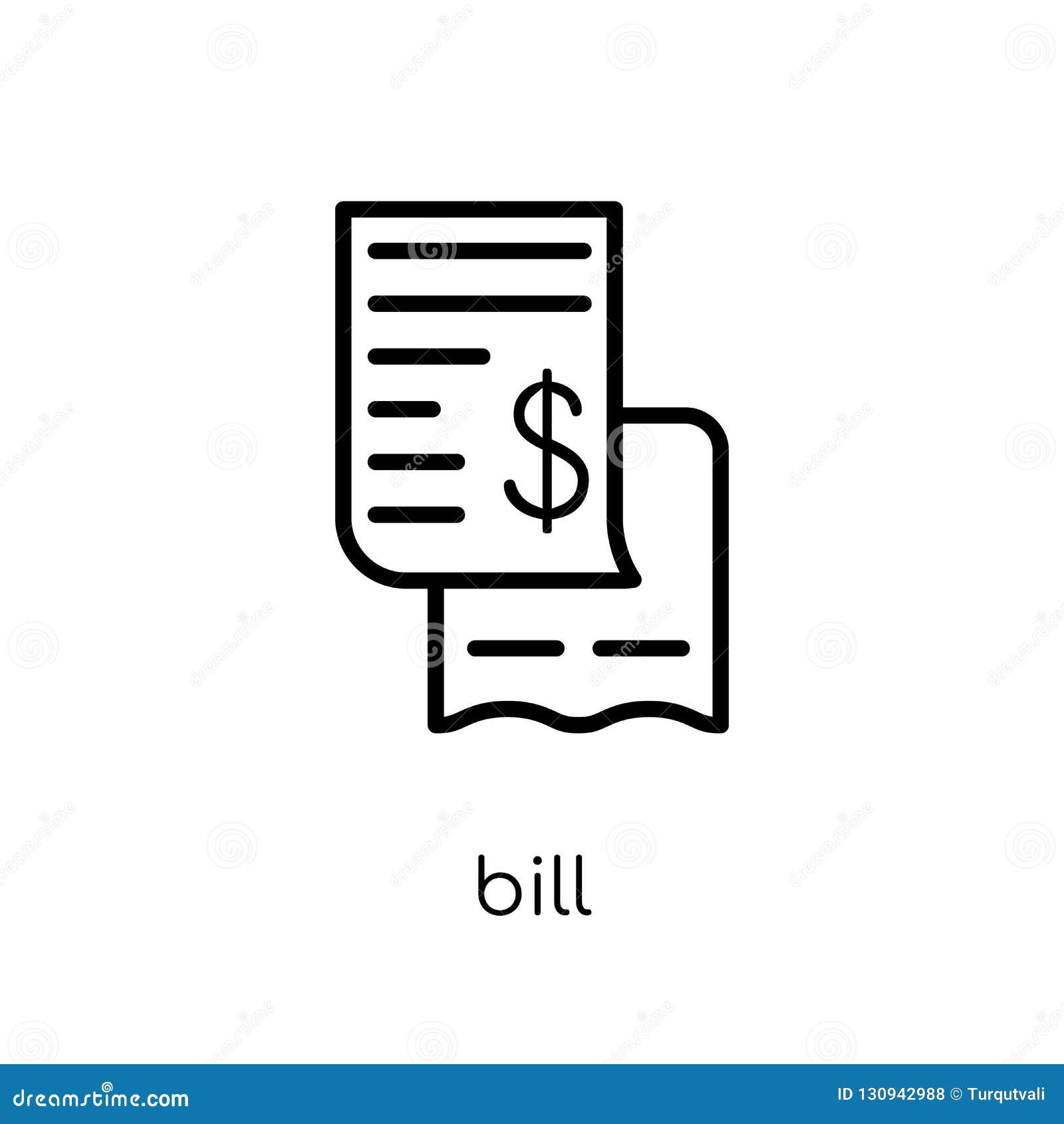 Bill Icon. Trendy Modern Flat Linear Vector Bill Icon on White B Stock ...