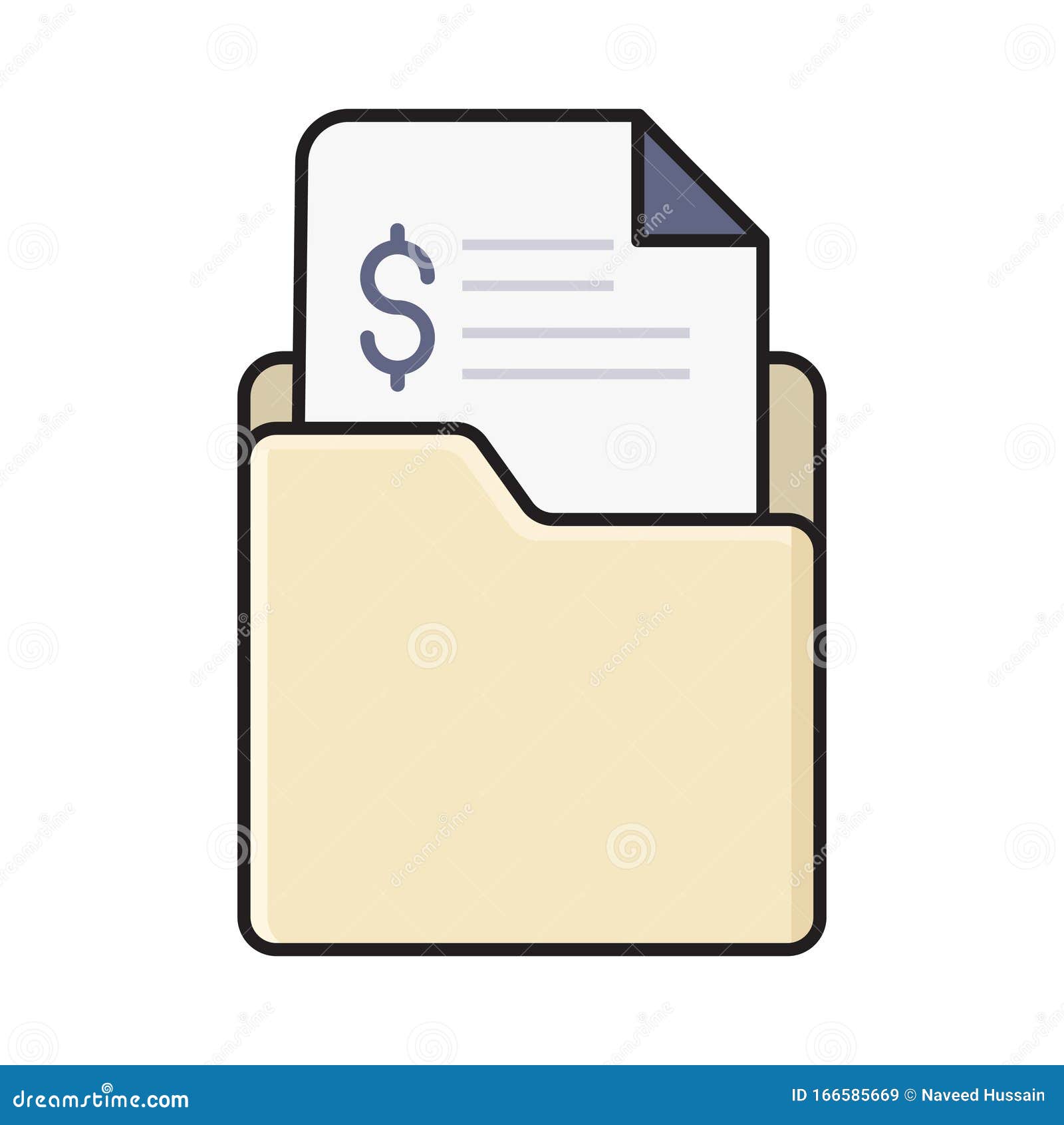 Bill Vector Flat Color Line Icon Stock Illustration - Illustration of ...