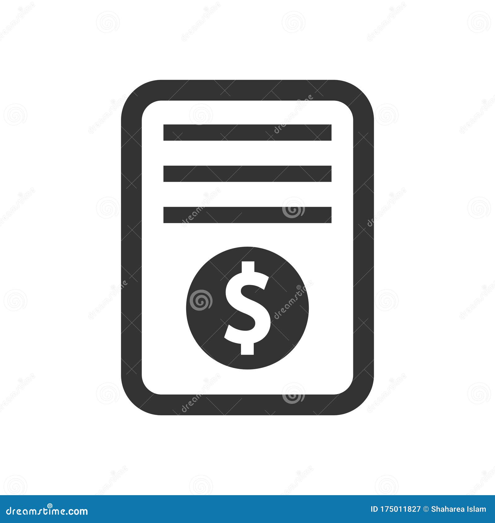 Bill Invoice Icon stock vector. Illustration of financial - 175011827