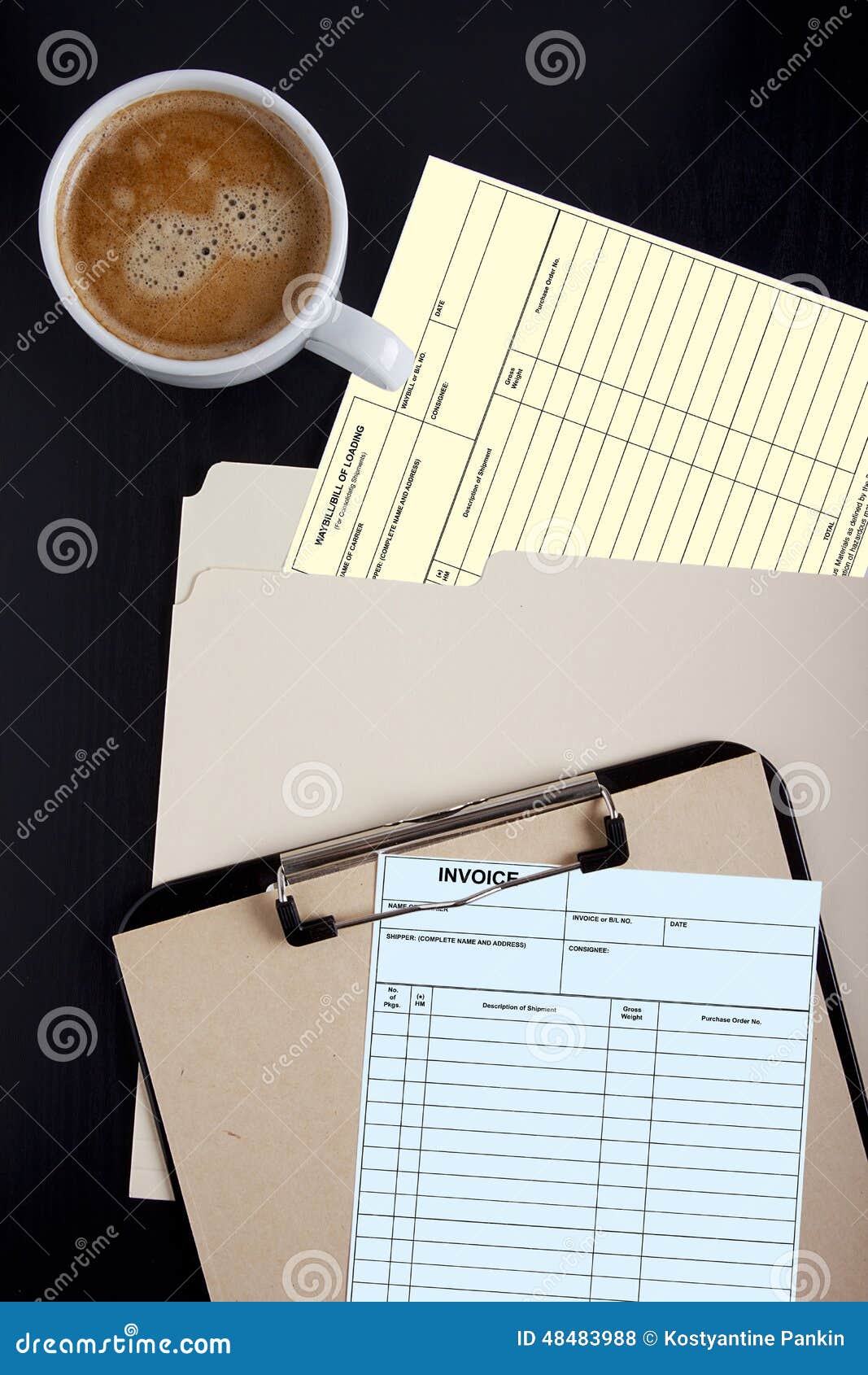Bill of lading and Invoice stock photo. Image of refresh - 48483988