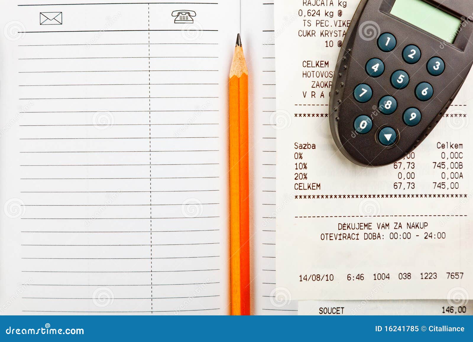 Bill and office supplies stock image. Image of copyspace - 16241785