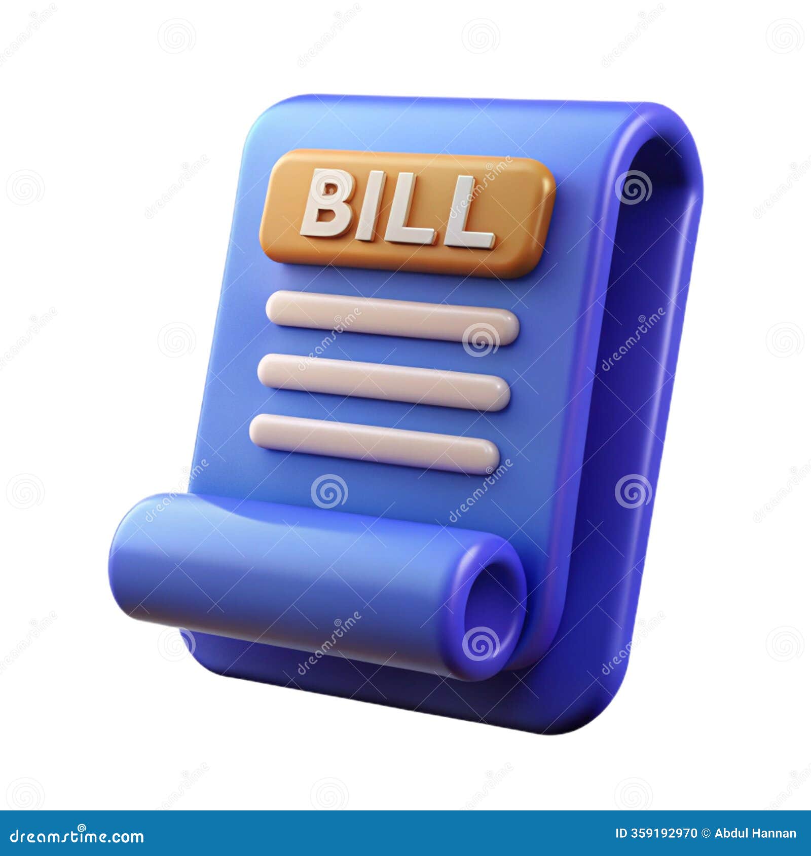 Bill Paper 3D Icon Invoice and Receipt Symbol Stock Illustration ...